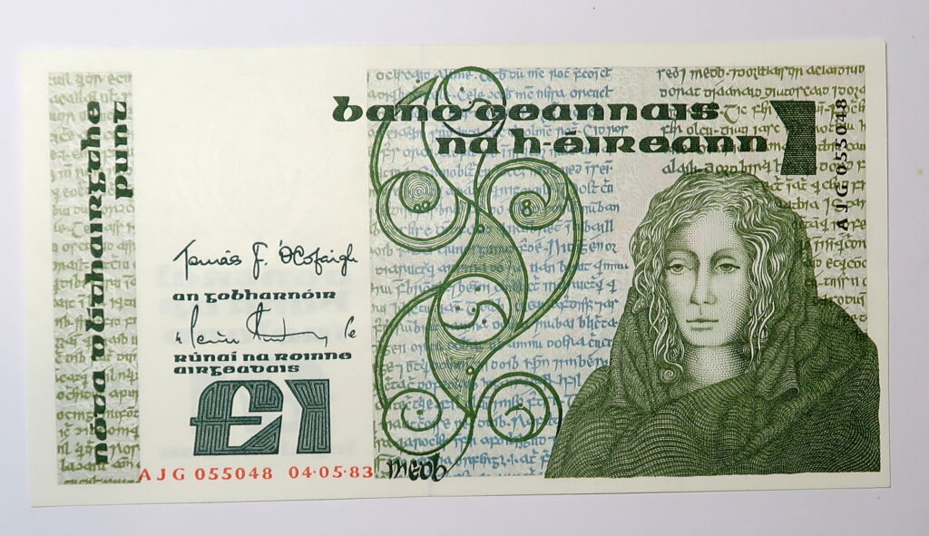 IRELAND ONE POUND NOTE 4.5.1983. B. SERIES. QUEEN MEBH - ML Cool Coins