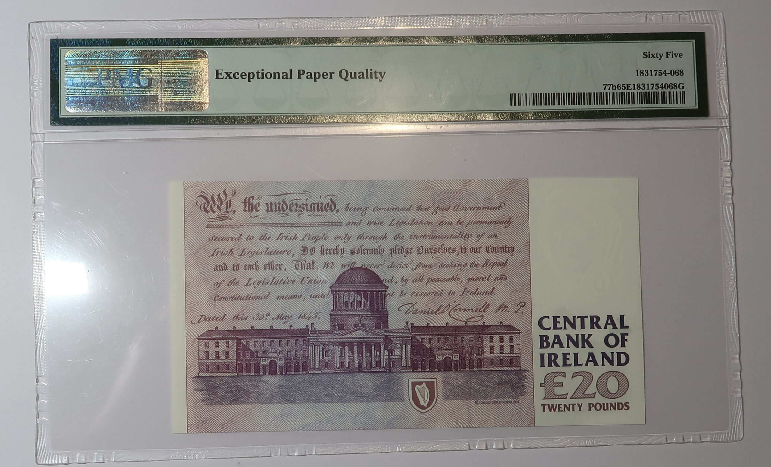 IRELAND TWENTY POUND NOTE 9.12.1999. C.SERIES. DANIEL O'CONNELL ...
