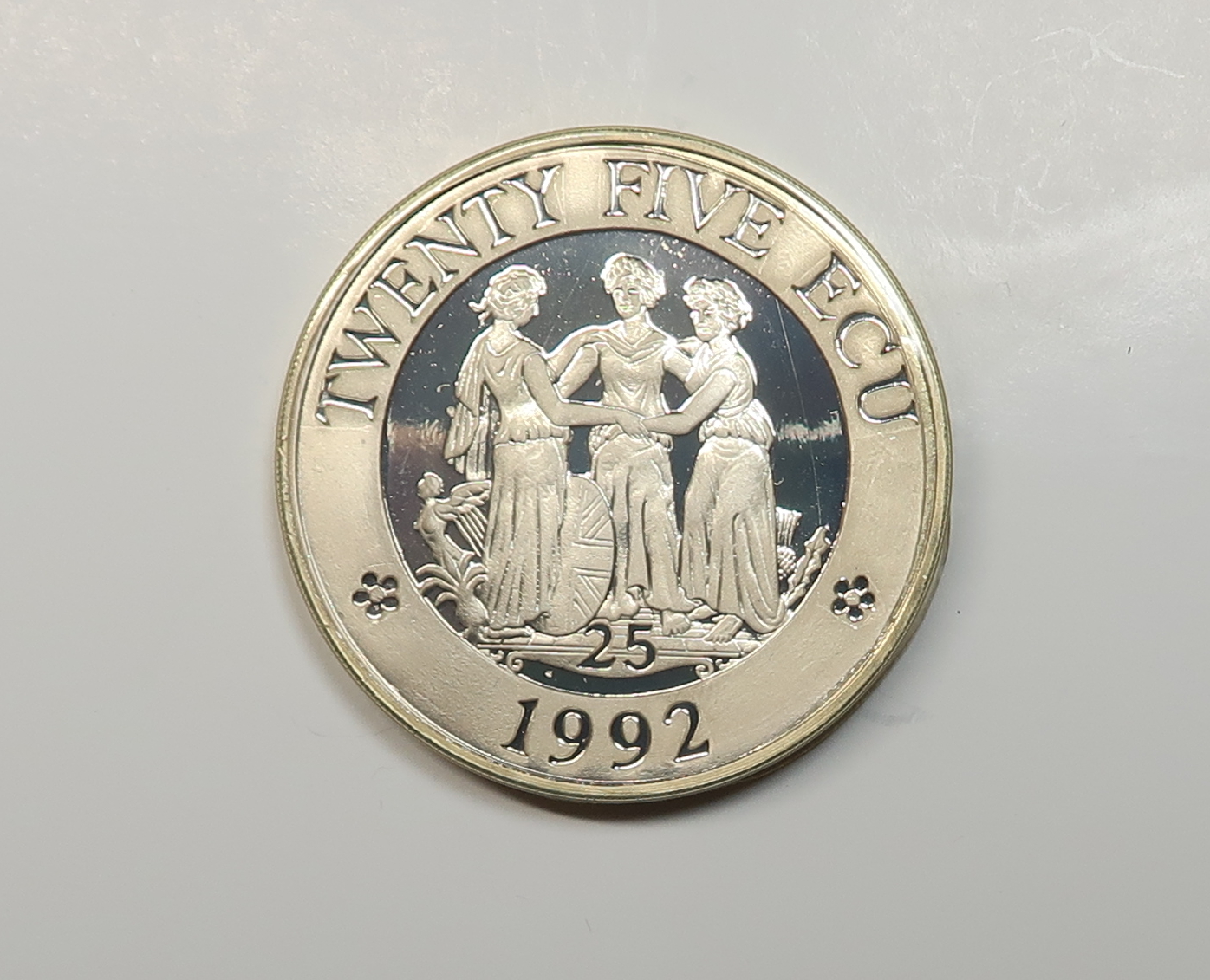 GREAT BRITAIN : SILVER PROOF 25 ECU 1992. PIEDFORT - ML Cool Coins